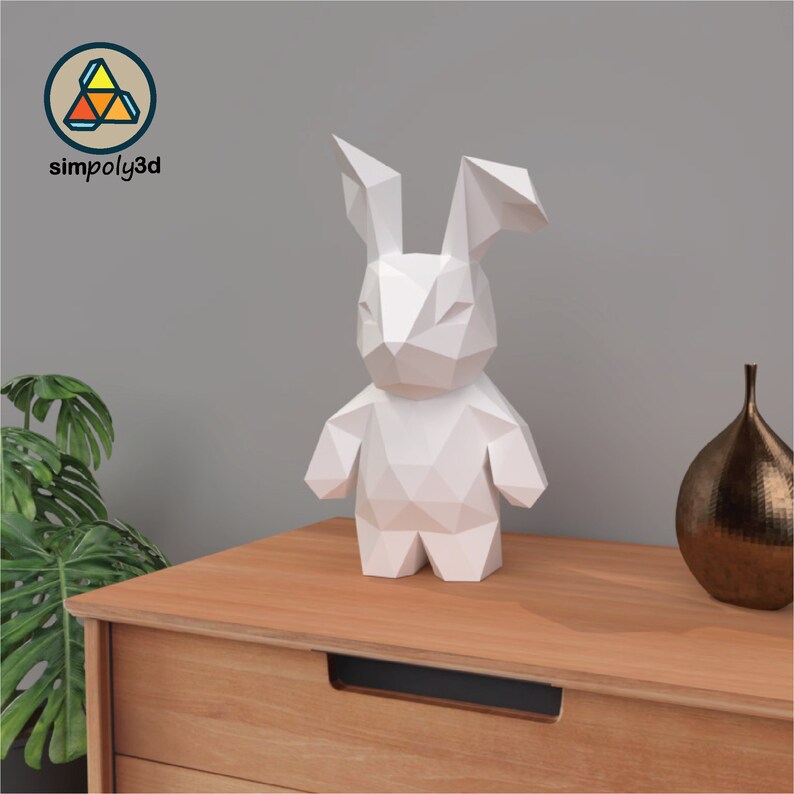BUNNY_02 , Paper Craft, Digital Template, Origami, Pdf, Svg, Dxf ...