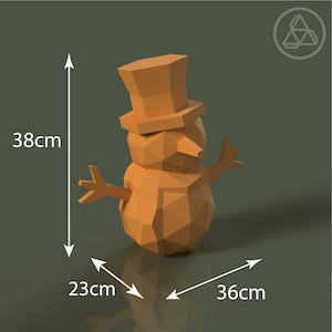 Snowman Papercraft Digital Template, Origami, Pdf, Svg, Dxf Download ...