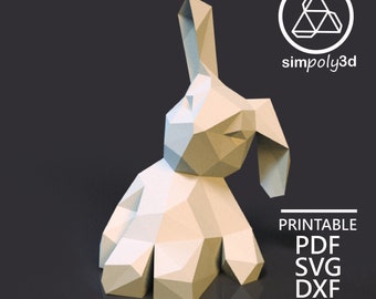BUNNY_02 Paper Craft Digital Template Origami Pdf Svg - Etsy