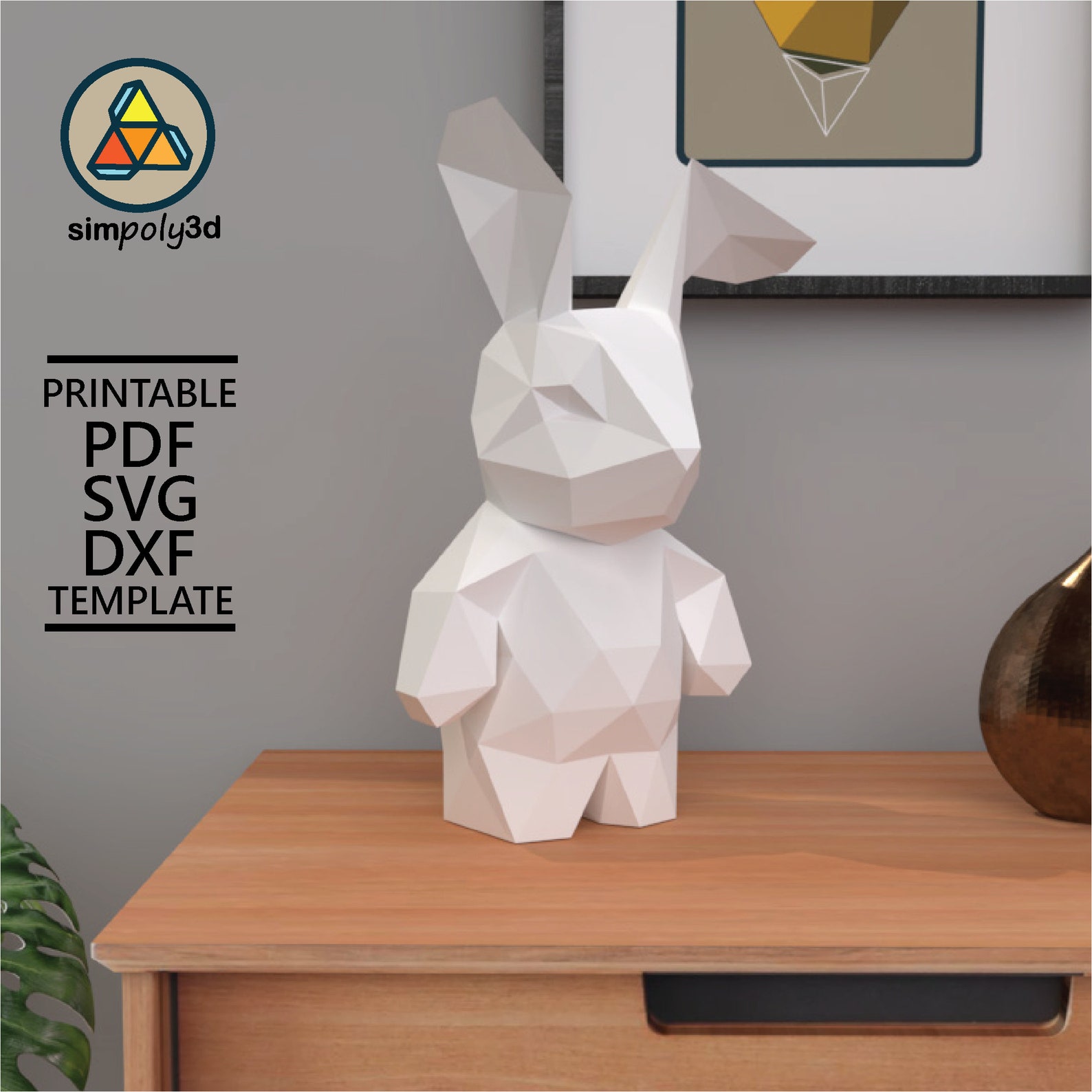 BUNNY_02 , Paper Craft, Digital Template, Origami, Pdf, Svg, Dxf ...