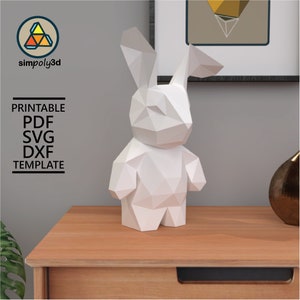 BUNNY_02 , Paper Craft, Digital Template, Origami, Pdf, Svg, Dxf ...