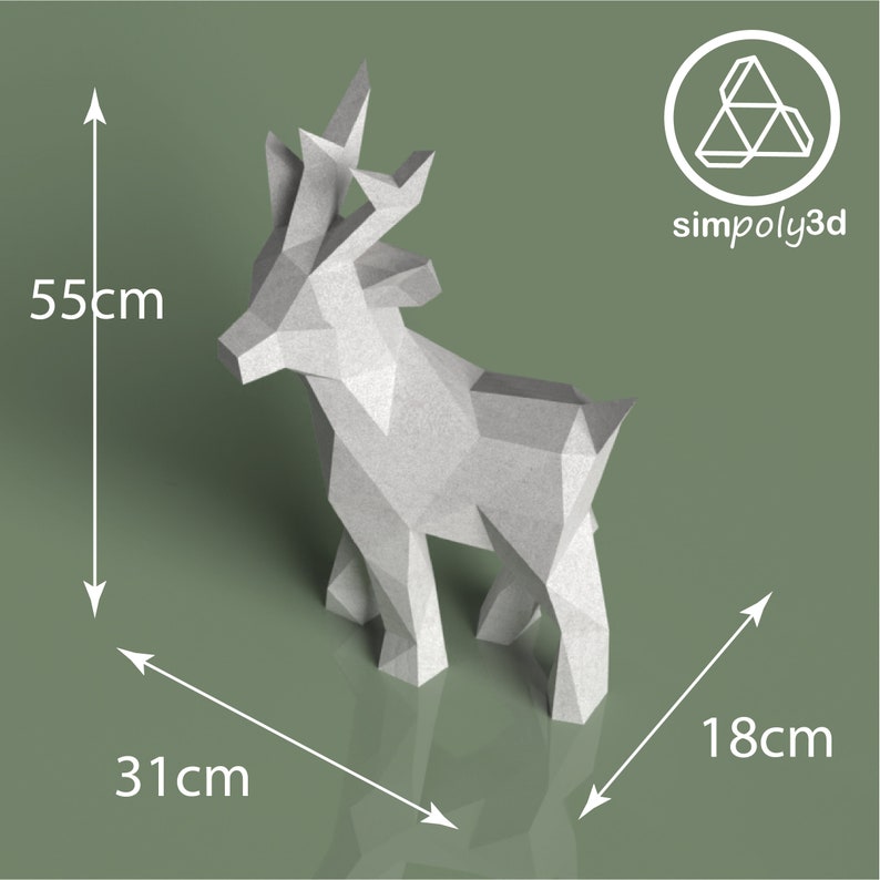 DEER_01 Paper Craft Digital Template Origami Pdf Svg Dxf - Etsy
