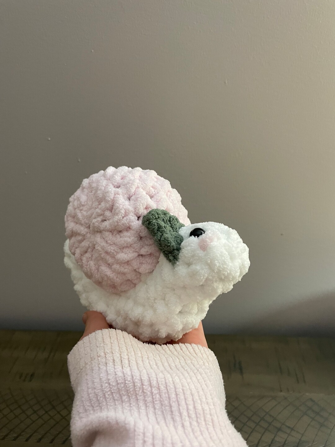Crochet Pink Leaf Snail | Fluffy Cuddly Crochet Snail - Etsy