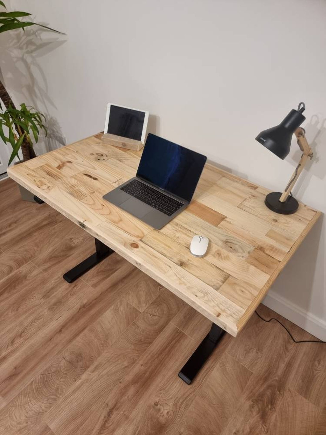 Sit and Stand Desk. Adjustable Height. Reclaimed Wood Desk. - Etsy