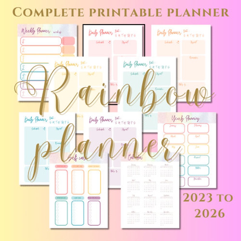Printable Planner Fun Rainbow Pastel Printable Planner - Etsy