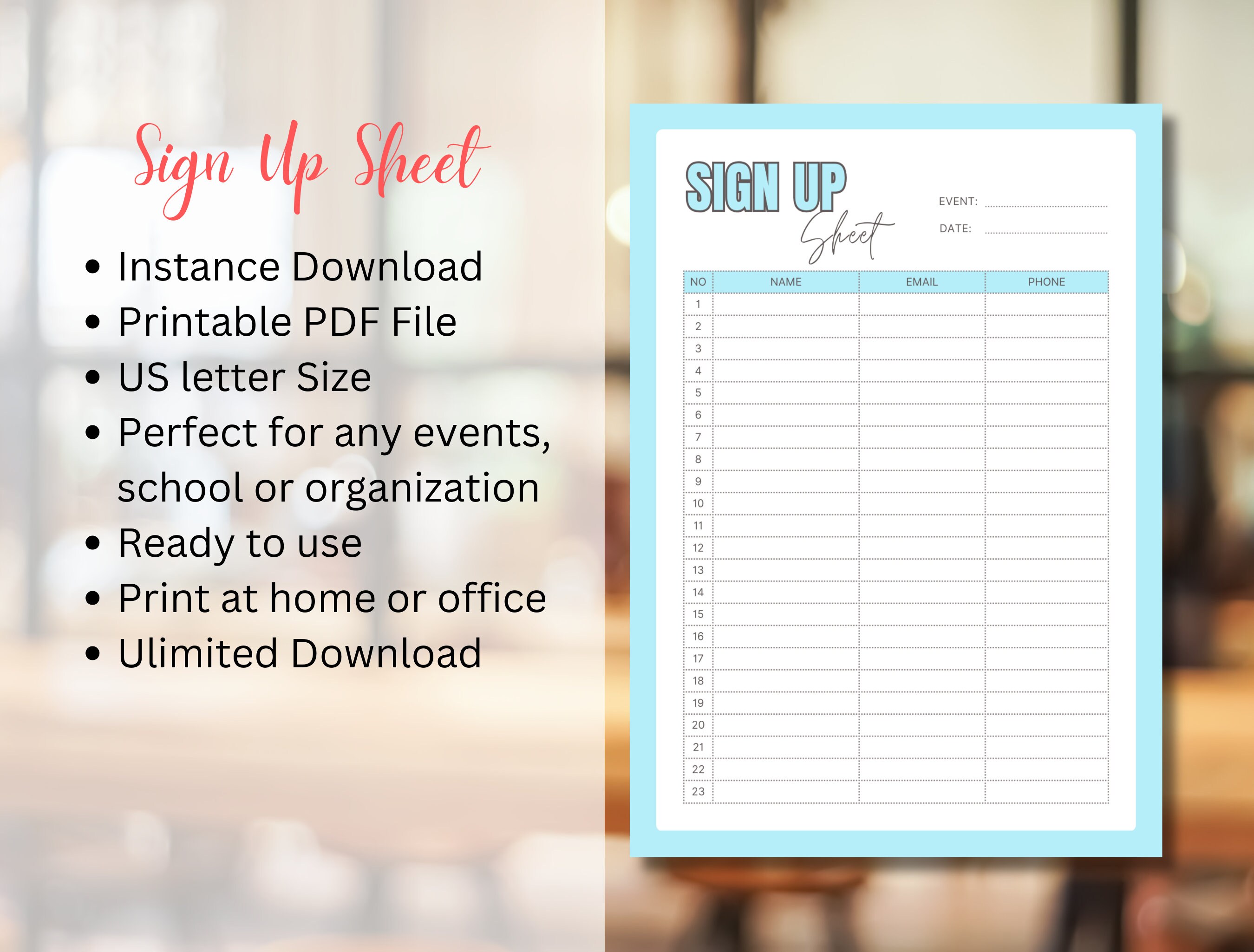 Sing up Sheet Template | Us Letter Size | Ready to Print | Sing up ...