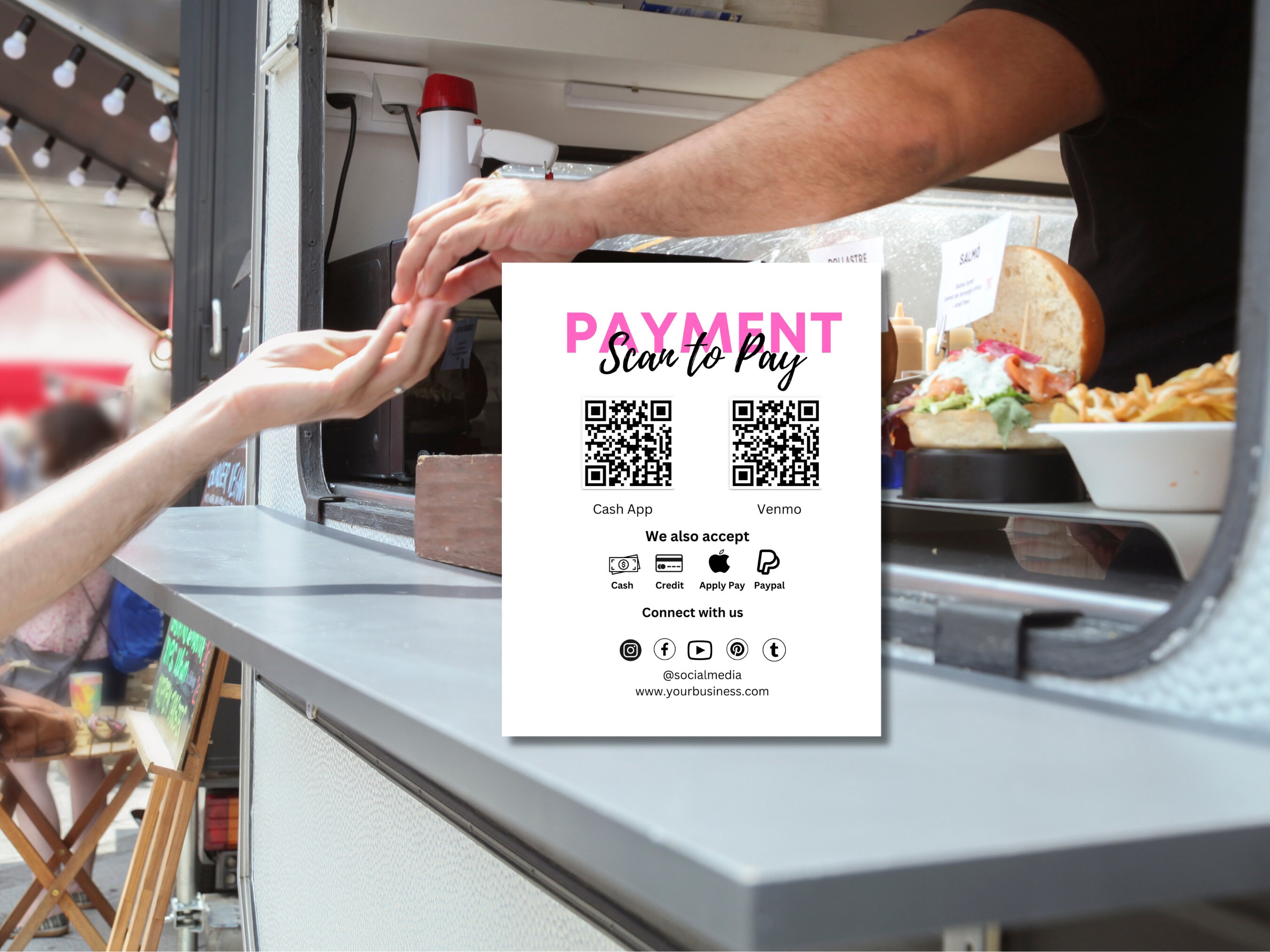 Editable Scan to Pay Sign QR Code Sign Template Canva, Printable ...
