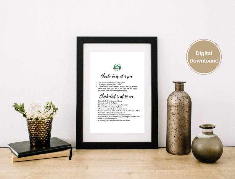 Editable Check in Check Out Airbnb Sign Tempalte Editable - Etsy