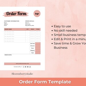 Editable Order Form Template| Modern Order Form| Small Business Forms ...