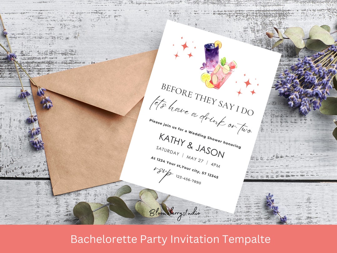 Editable Bachelorette Invitaion Card Template| Bachelorette Card ...
