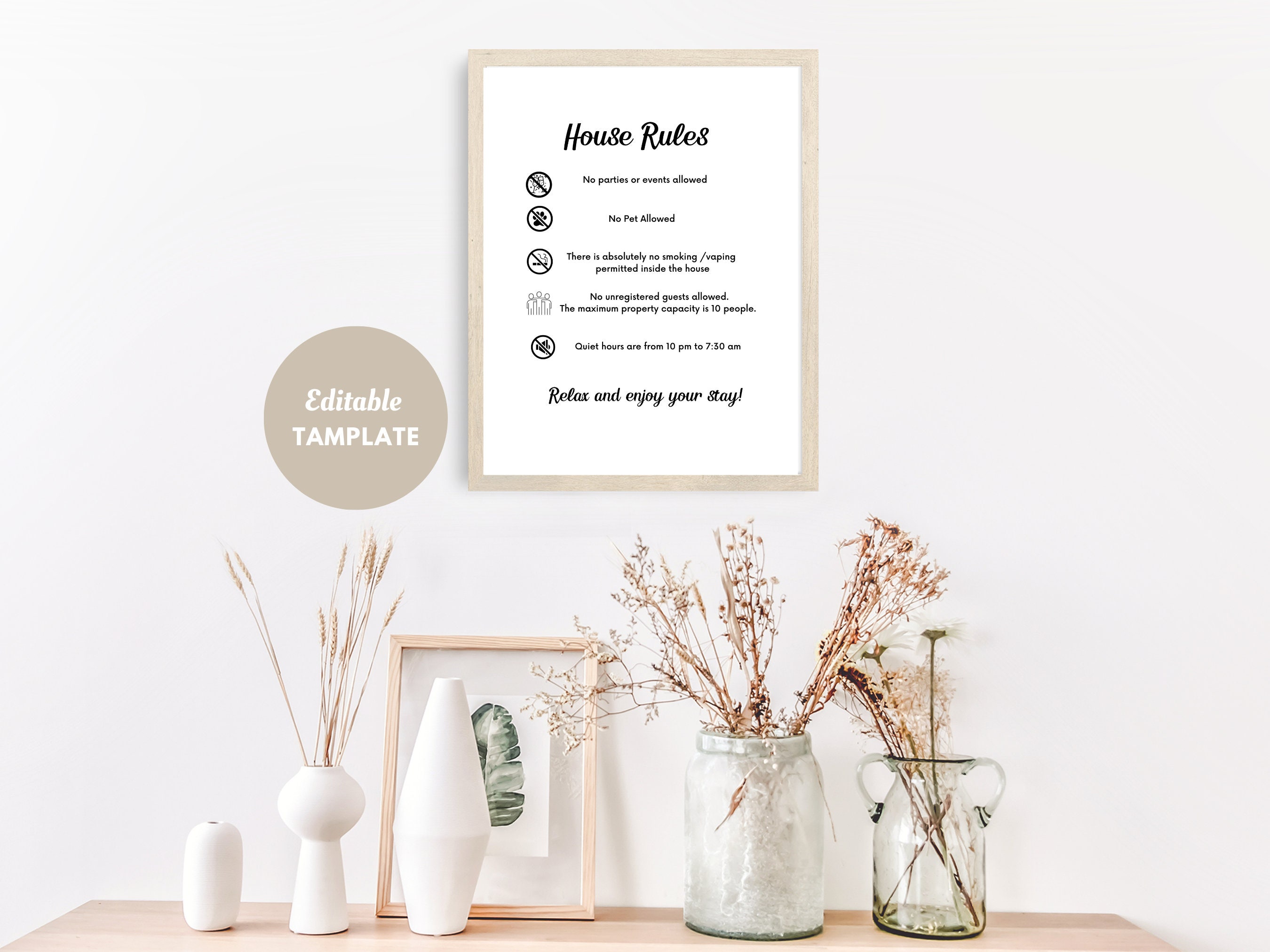 House Rules Sign Printable | Size 8x10 in | Editable Sign Template ...