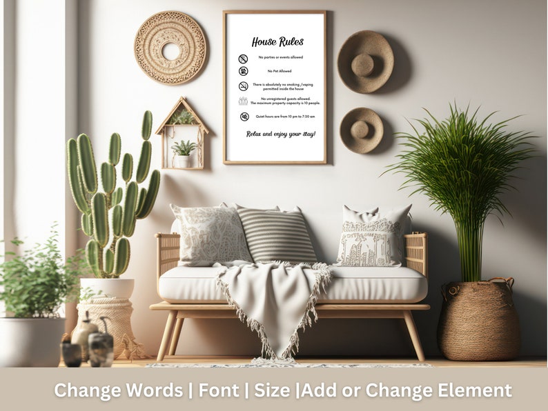 House Rules Sign Printable | Size 8x10 in | Editable Sign Template ...