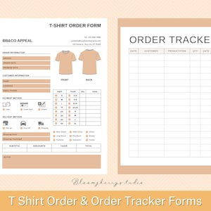 Editable Tshirt Order & Order Tracker Form| 2 Templates | 2 Sizes ...