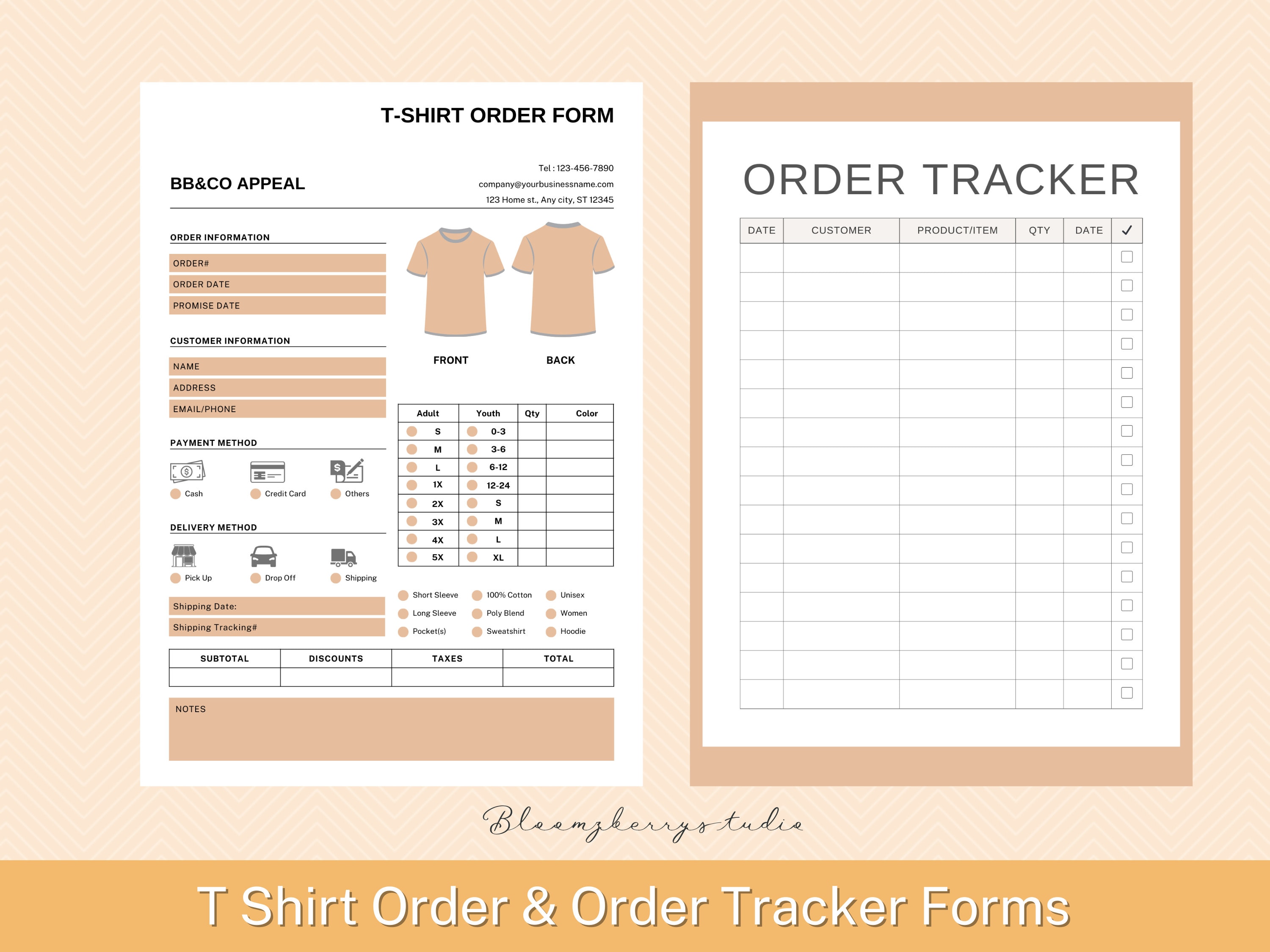 Editable Tshirt Order & Order Tracker Form| 2 Templates | 2 Sizes ...