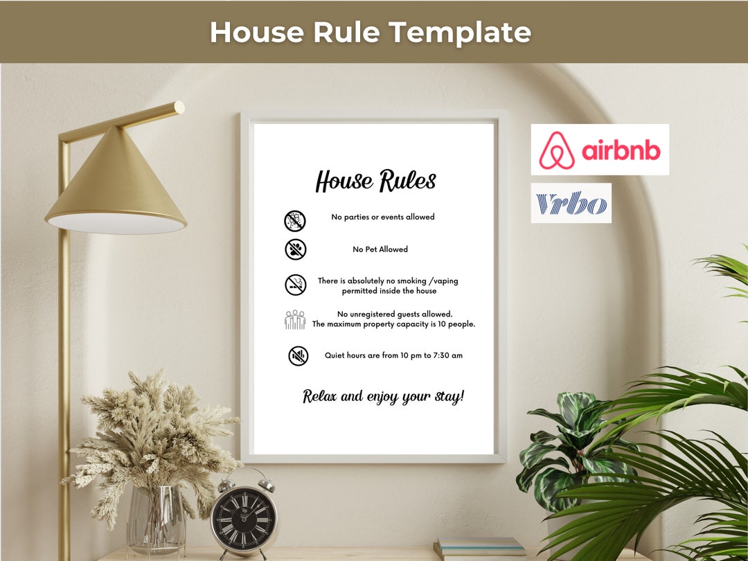 House Rules Sign Printable | Size 8x10 in | Editable Sign Template ...