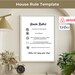House Rules Sign Printable | Size 8x10 in | Editable Sign Template ...