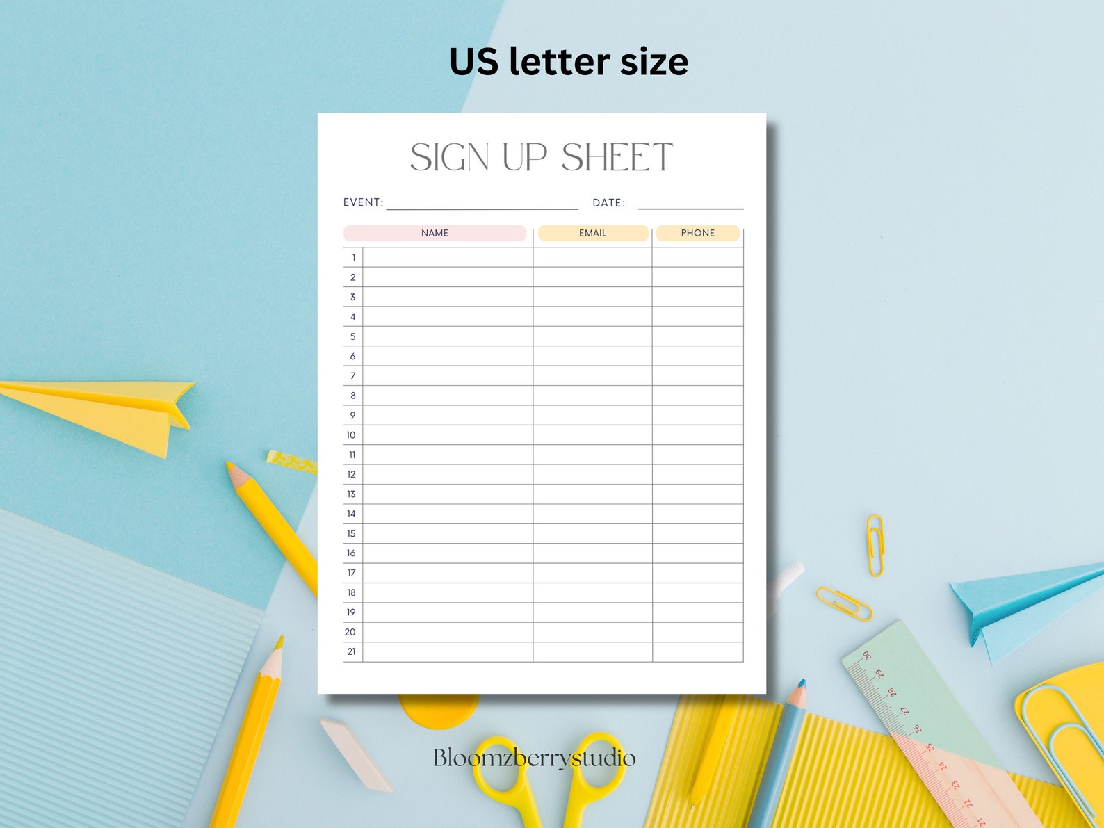 Sing up Sheet Template | Us Letter Size | Ready to Print | Sing up ...