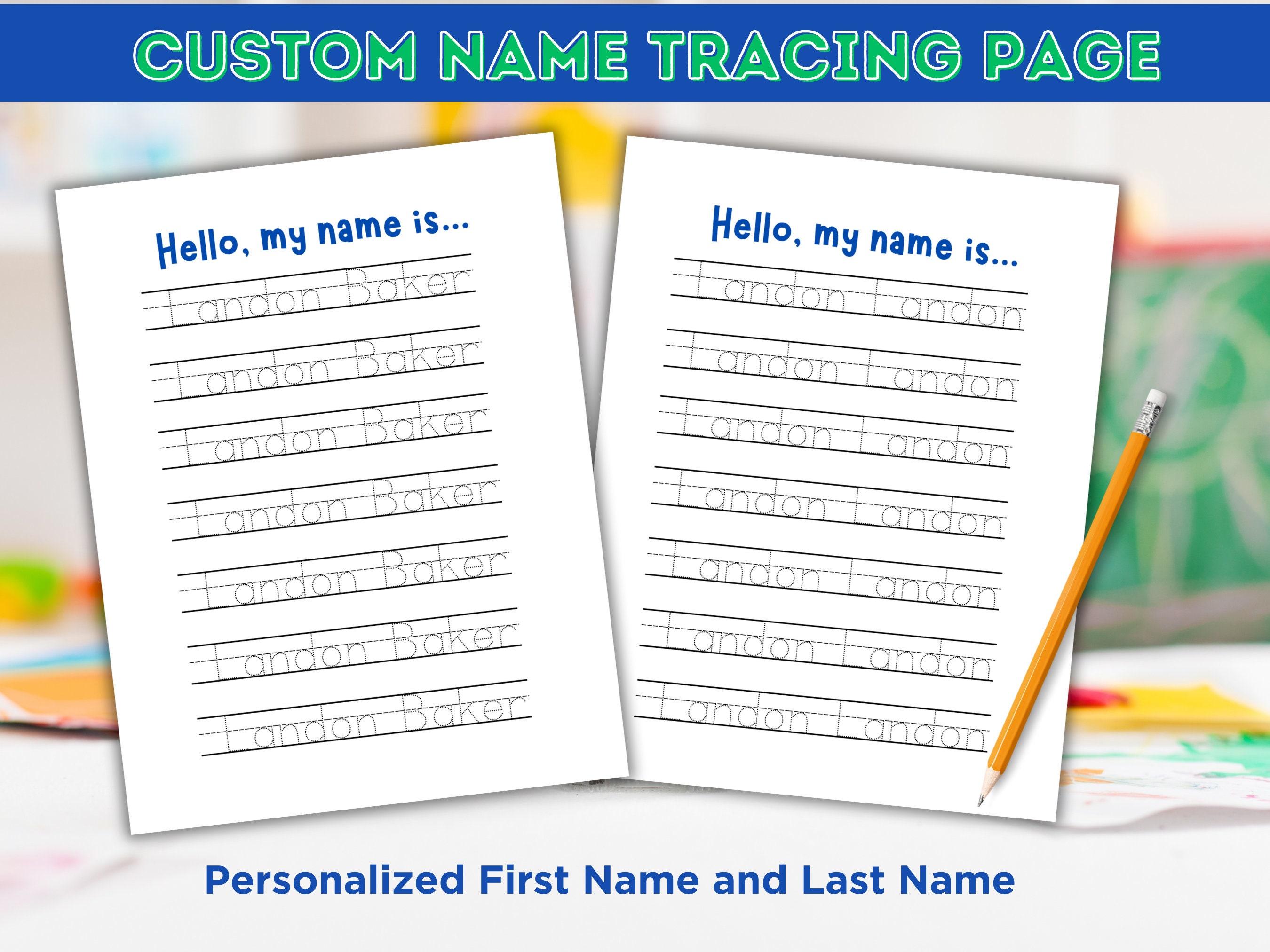 Custom Name Tracing Sheet Handwriting Practice Personalized Name Trace ...