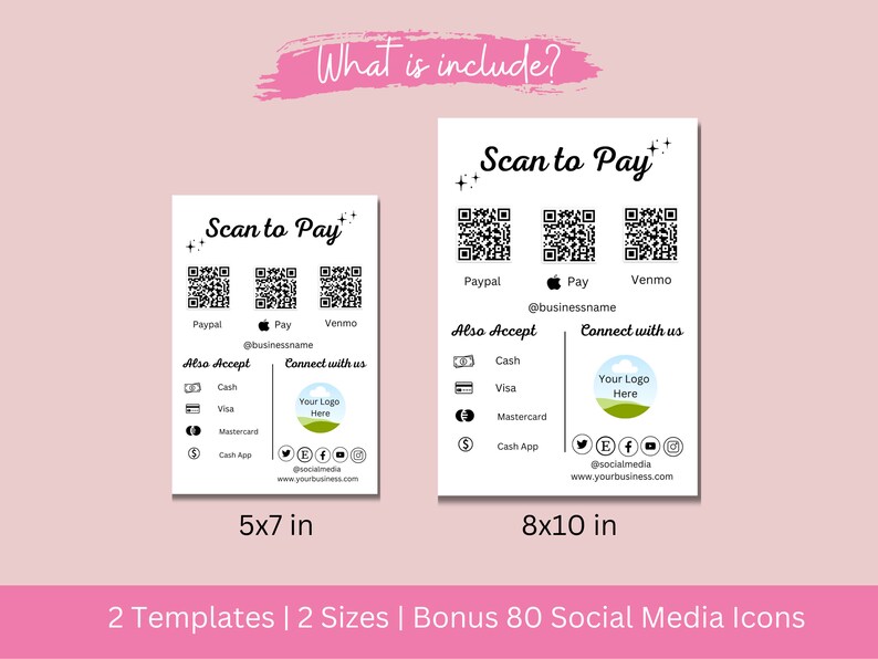 Editable Scan to Pay Sign With Price List Template, Printable Payment ...