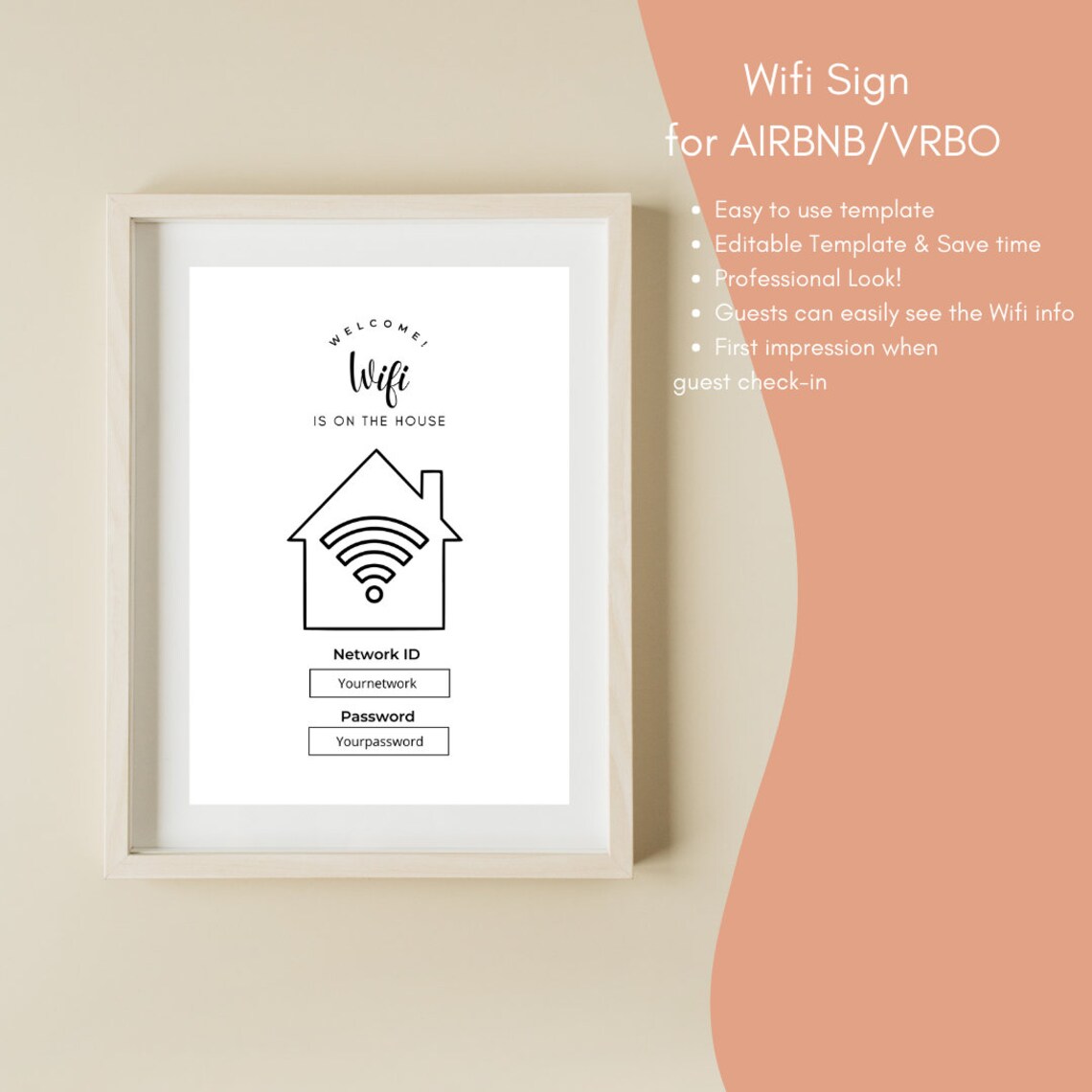 WIFI Password Sign Printable, Wifi Sign, WIFI Password Sign, Editable ...
