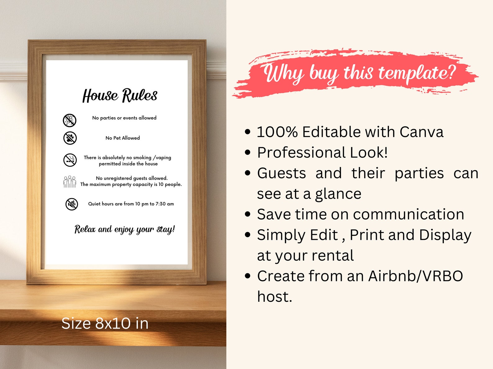 House Rules Sign Printable | Size 8x10 in | Editable Sign Template ...