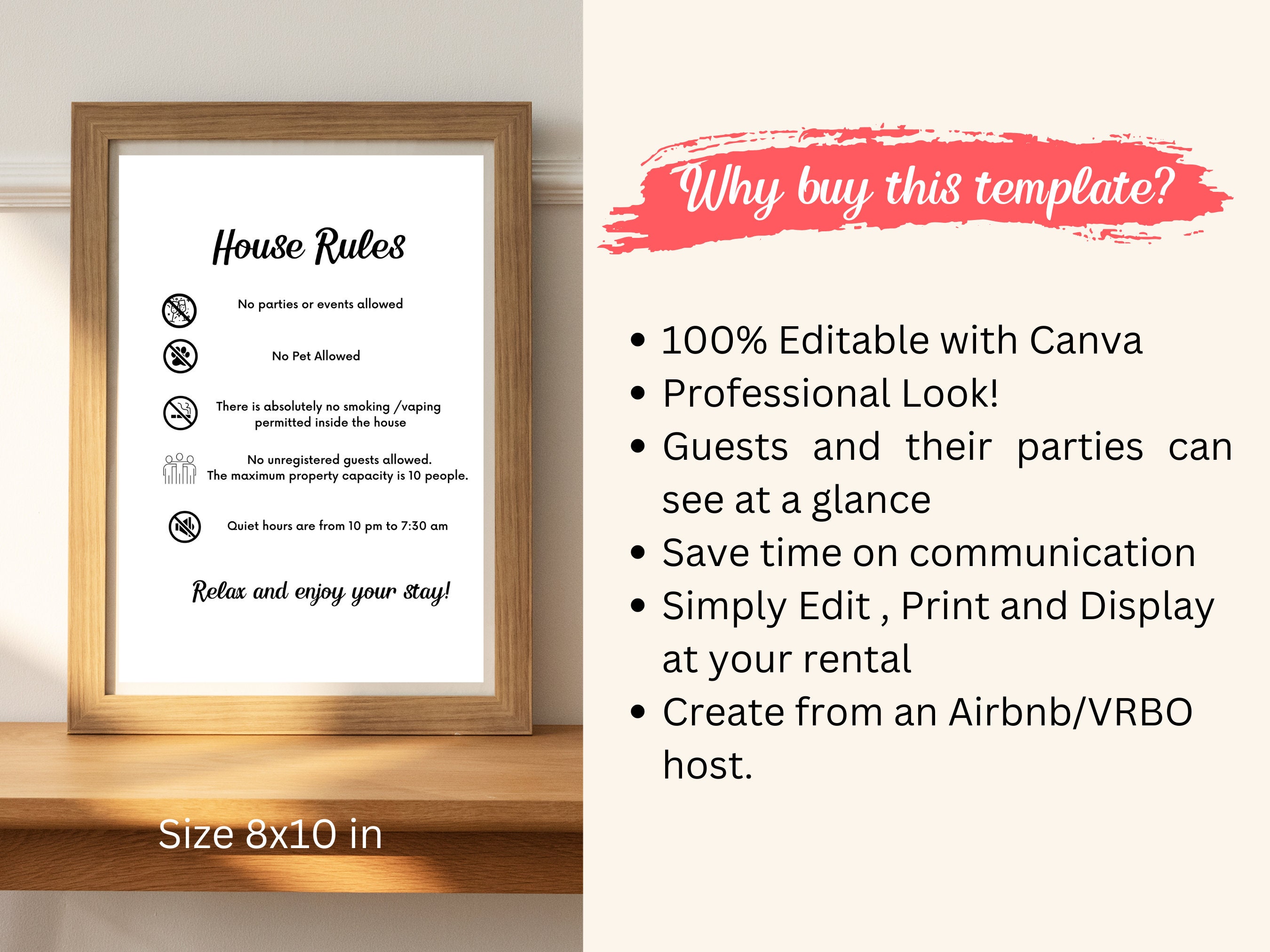 House Rules Sign Printable Size 8x10 In Editable Sign Template 100