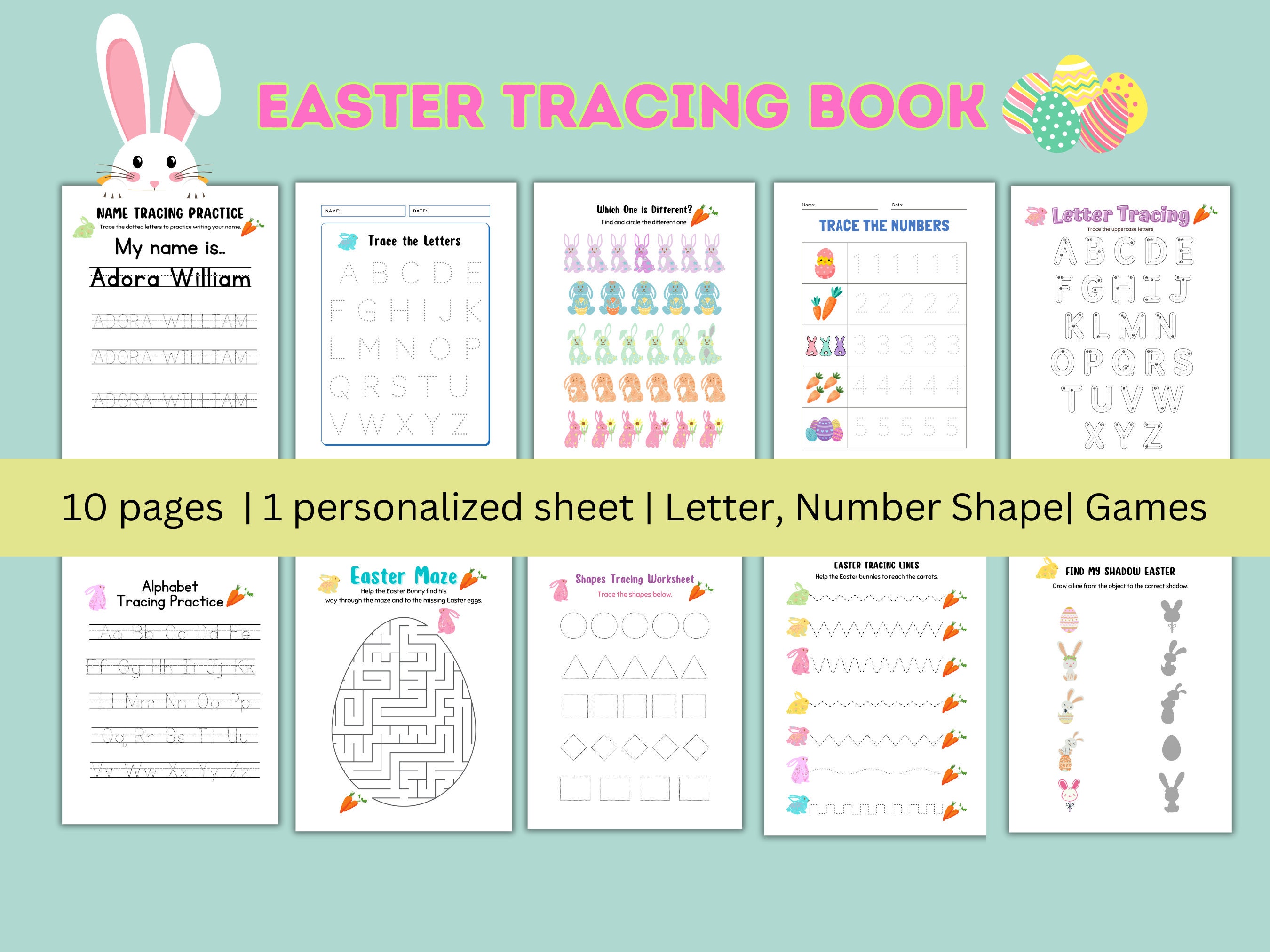 Custom Name Tracing Bundle, Handwriting Practice Sheet, Budle Theme ...
