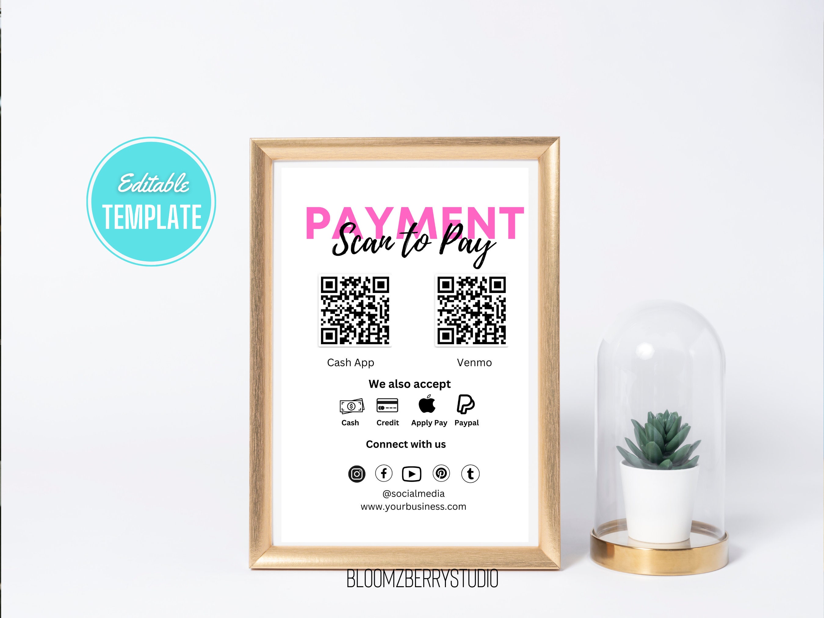Editable Scan to Pay Sign QR Code Sign Template Canva, Printable ...
