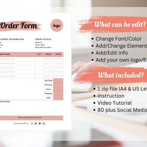 Editable Order Form Template| Modern Order Form| Small Business Forms ...