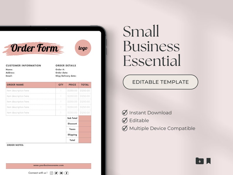 Editable Order Form Template| Modern Order Form| Small Business Forms ...