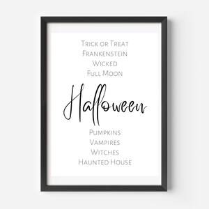 Halloween Key Words Print Printable Wall Art Digital Download Wall ...