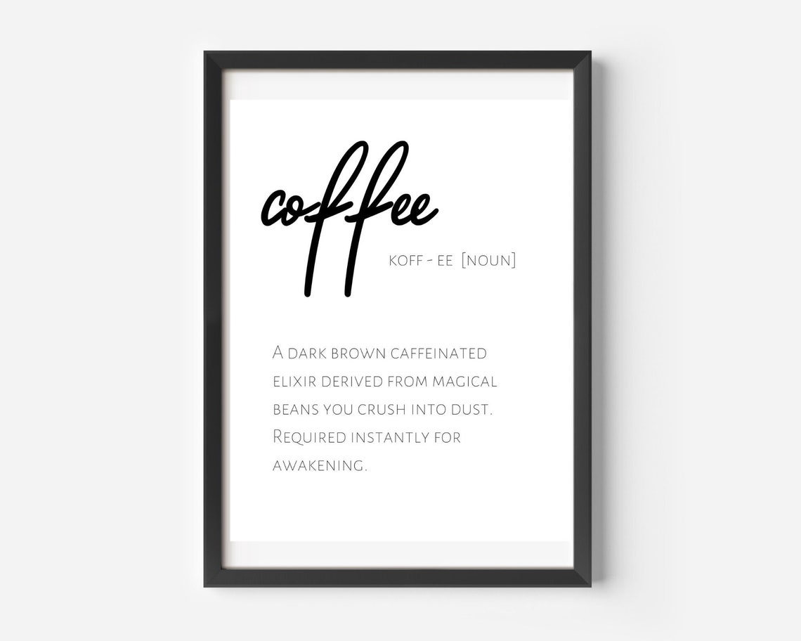 Coffee Definition Print Printable Wall Art Digital Download Wall Decor ...