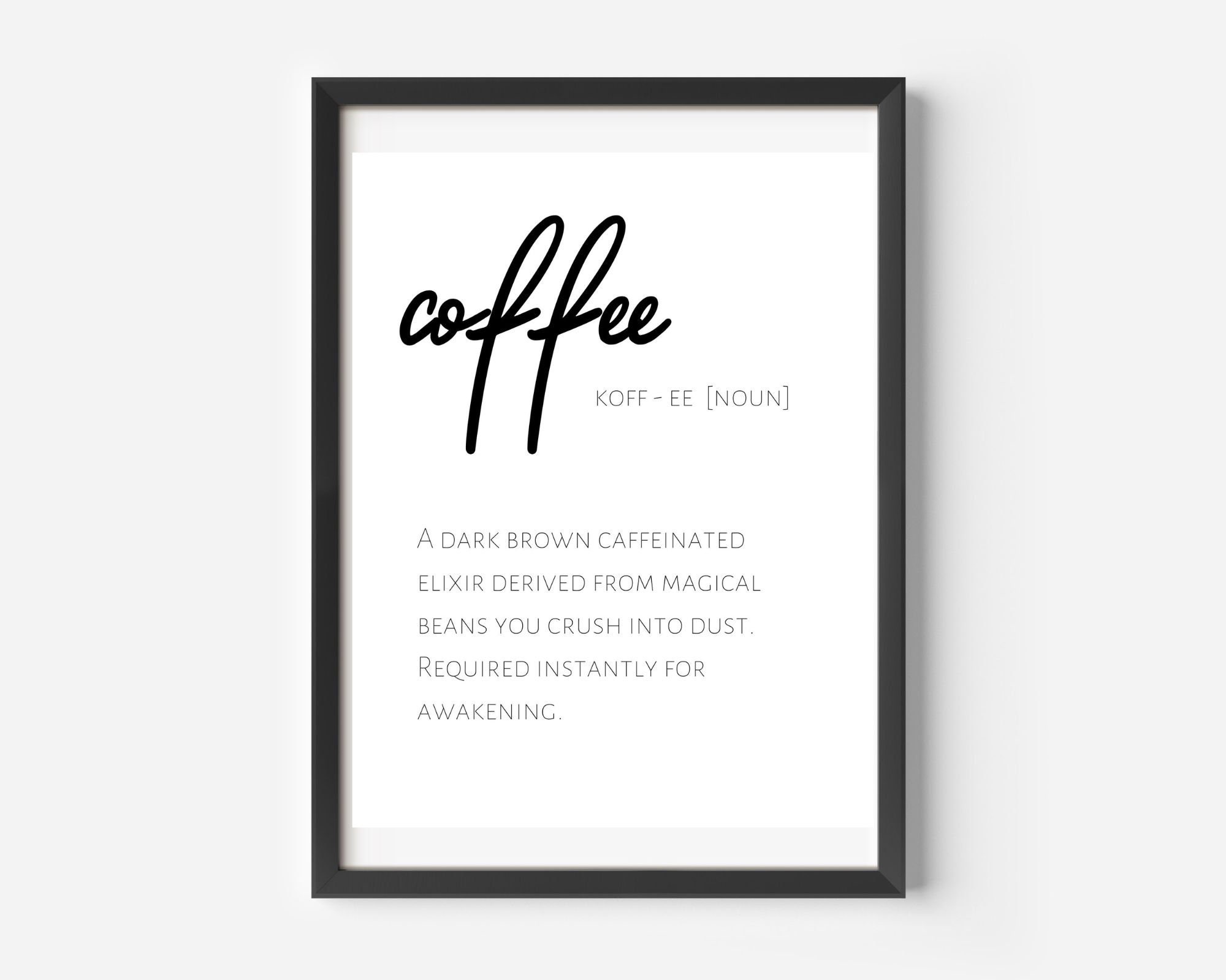 Coffee Definition Print Printable Wall Art Digital Download Wall Decor ...