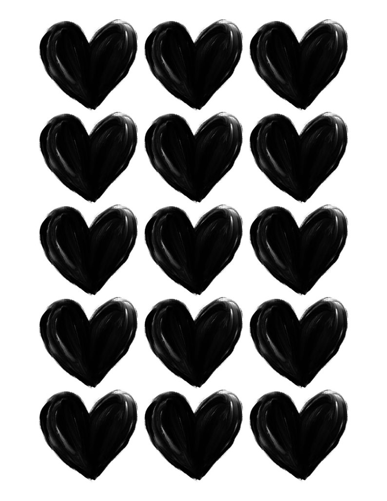 Rows of Black Hearts Valentine's Day Print Printable Wall Art Digital ...