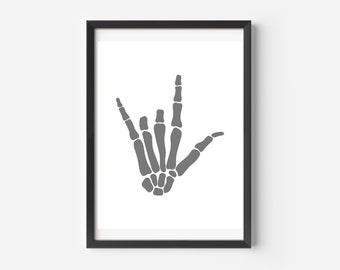 Cute Skeleton Printable Art Skeleton With Ghostly Lights - Etsy