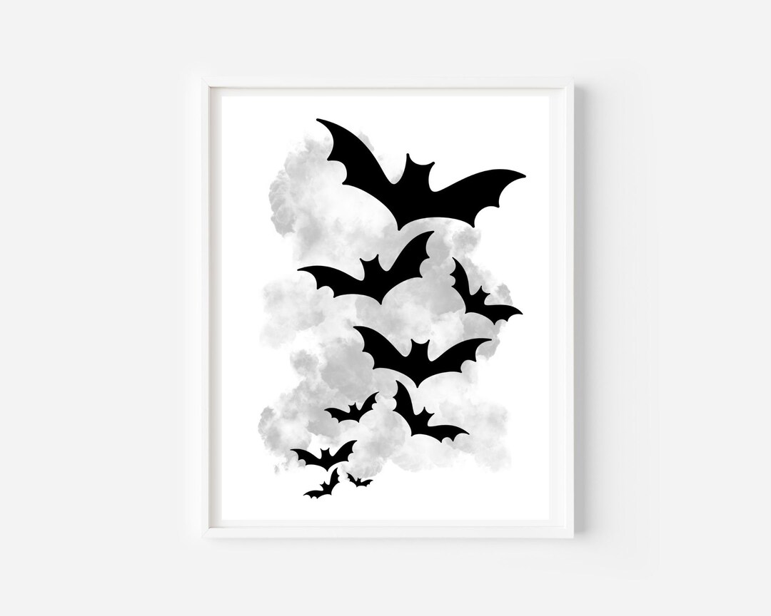 Bats With Grey Smoke Print | Printable Wall Art | Digital Download ...