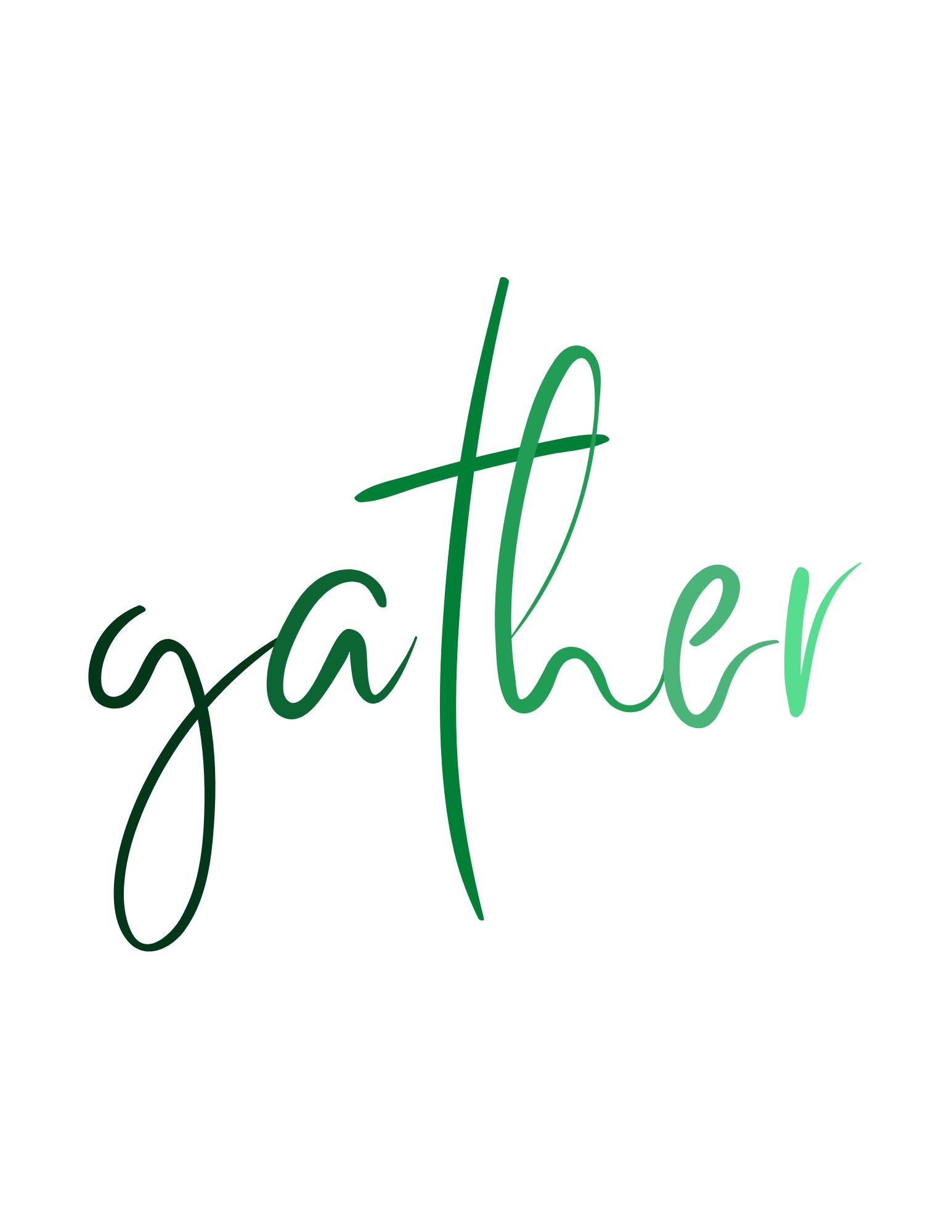 Gather Print With Green Ombre Printable Wall Art Digital Download Wall ...