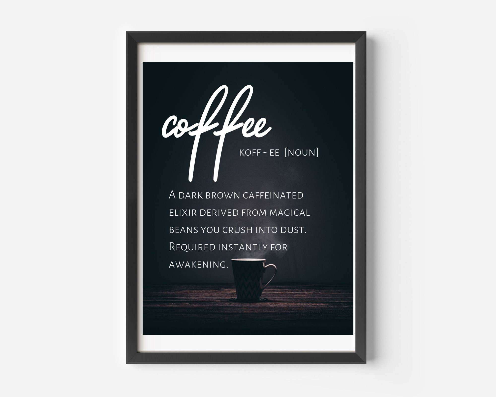 Coffee Definition With Black Background Print | Printable Wall Art ...