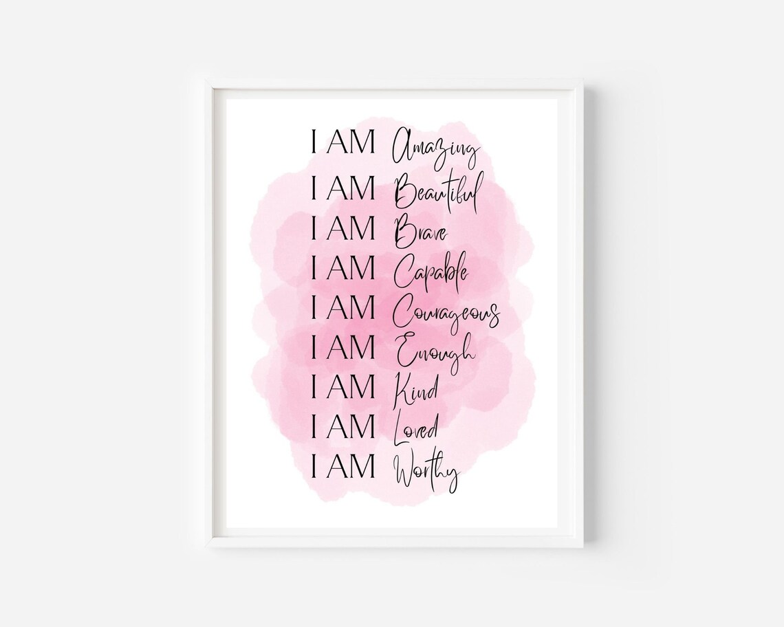 Daily Affirmations List With Pink Background| Affirmation Print ...