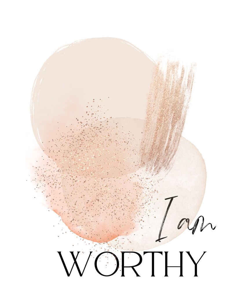 I Am Worthy With Neutral Background Affirmation Print Printable Wall ...