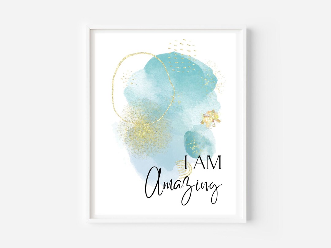Custom Affirmation Prints With Teal and Gold Background Baby Name Print ...