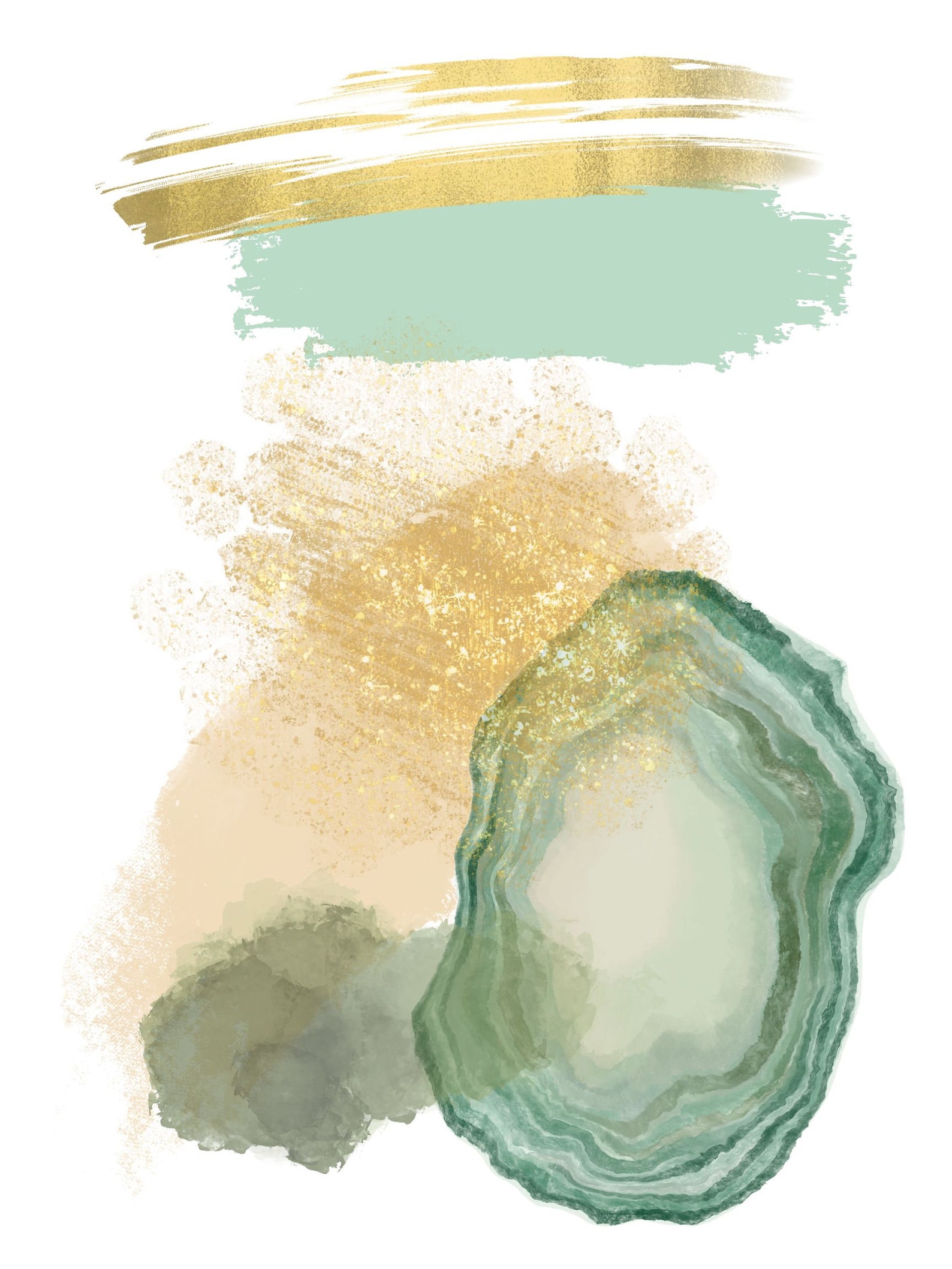 Green and Gold Agate Design | Printable Wall Art | Digital Download ...