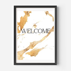 Welcome Print With Gold Marble Welcome Print Printable Wall Art Digital ...