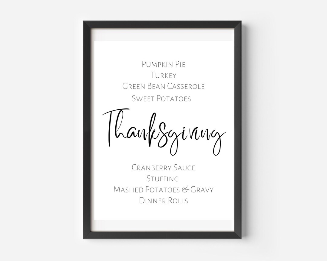Thanksgiving Key Words Print Printable Wall Art Digital Download Wall ...