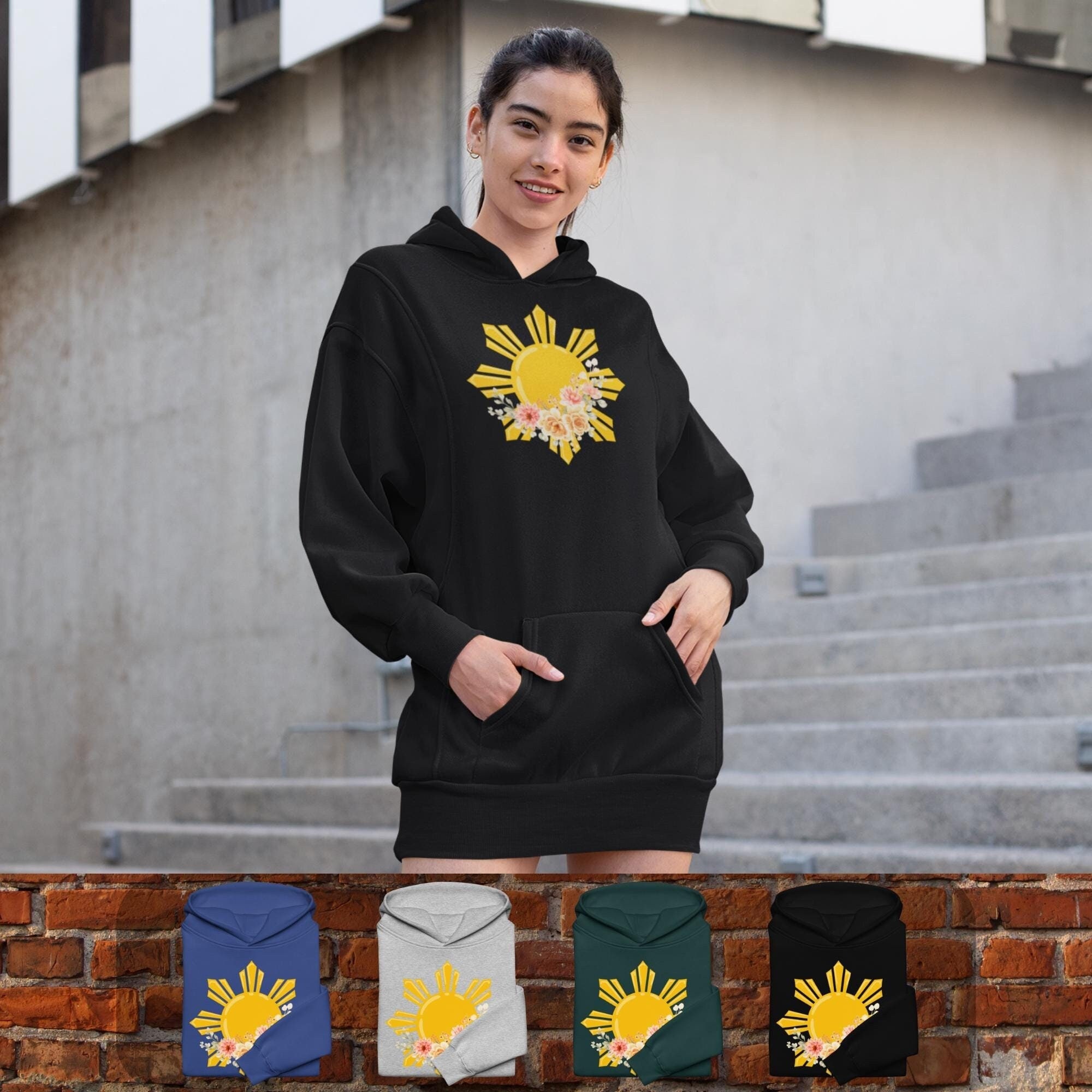 Philippines Sun Garland Graphic Oversized Hoodie | Philippine Flag ...