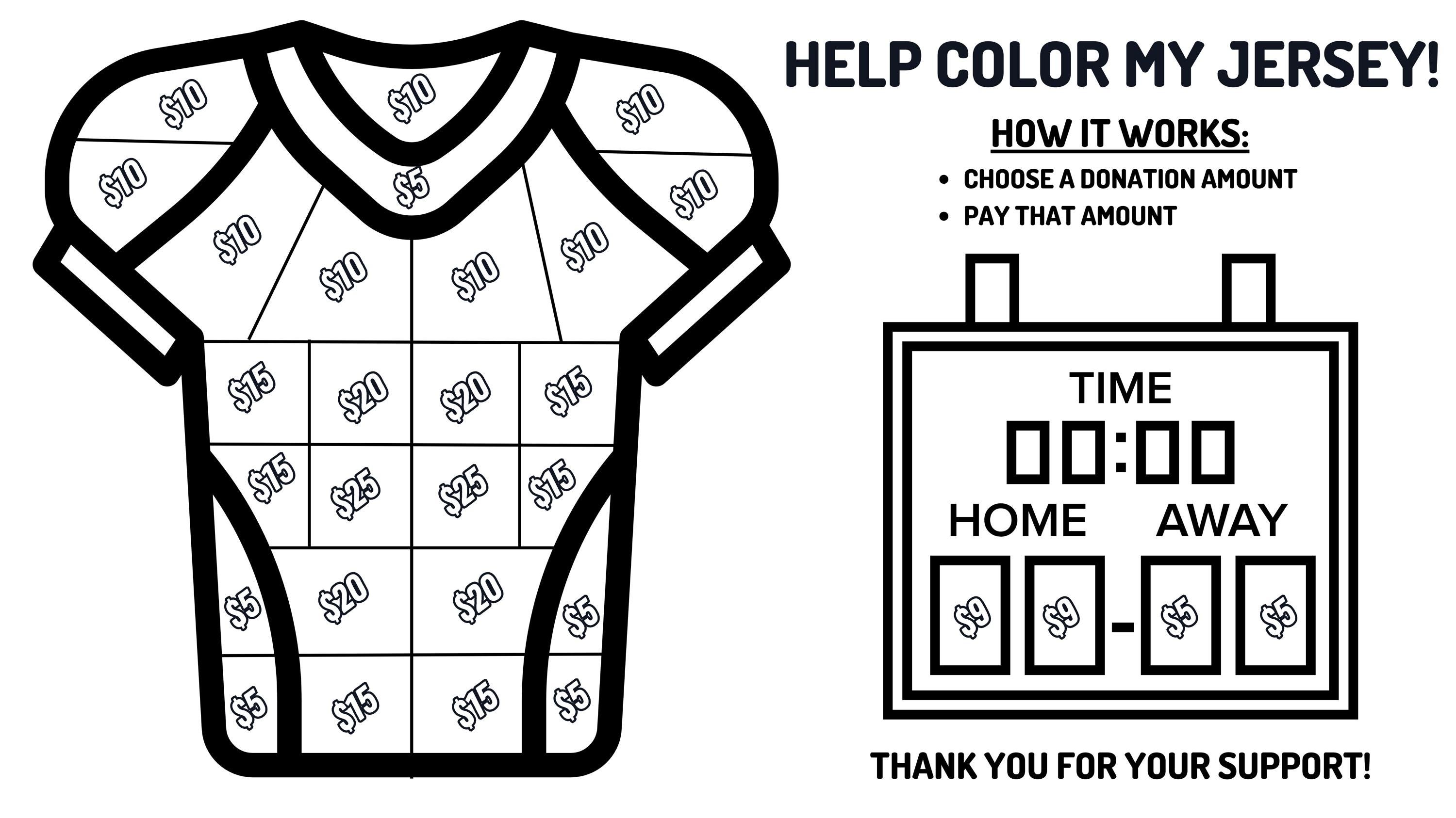 Sports Jersey "color Me" Fundraiser - Sponsor My Season! - Etsy