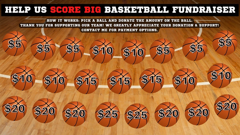 Basketball Fundraiser - Help Fill My Board! - Etsy