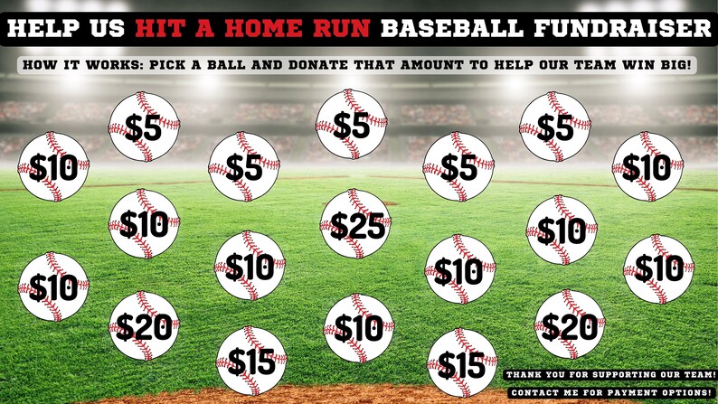 Baseball Fundraiser - Help Fill My Board! - Etsy
