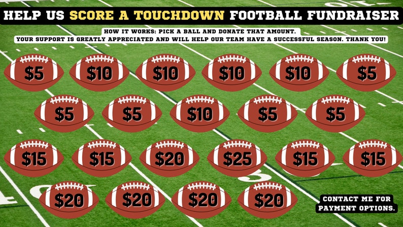 Football Fundraiser - Help Fill My Board! - Etsy