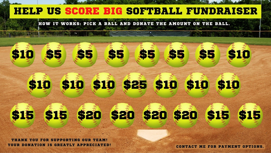 Softball Fundraiser - Help Fill My Board! - Etsy